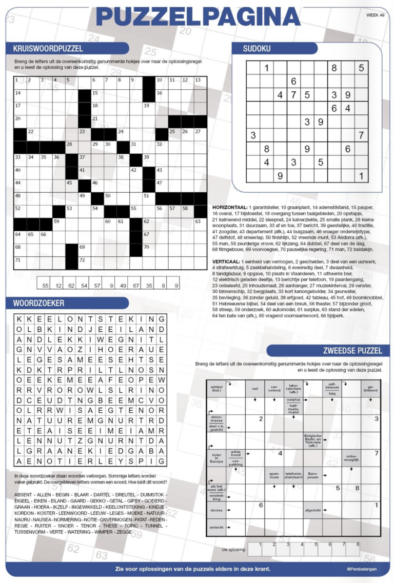 Puzzels voor krant en magazine - Geurts Media